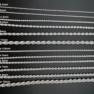 Sterling Silver Rope Chain Necklace: Solid or Hollow, 925 Silver - Etsy