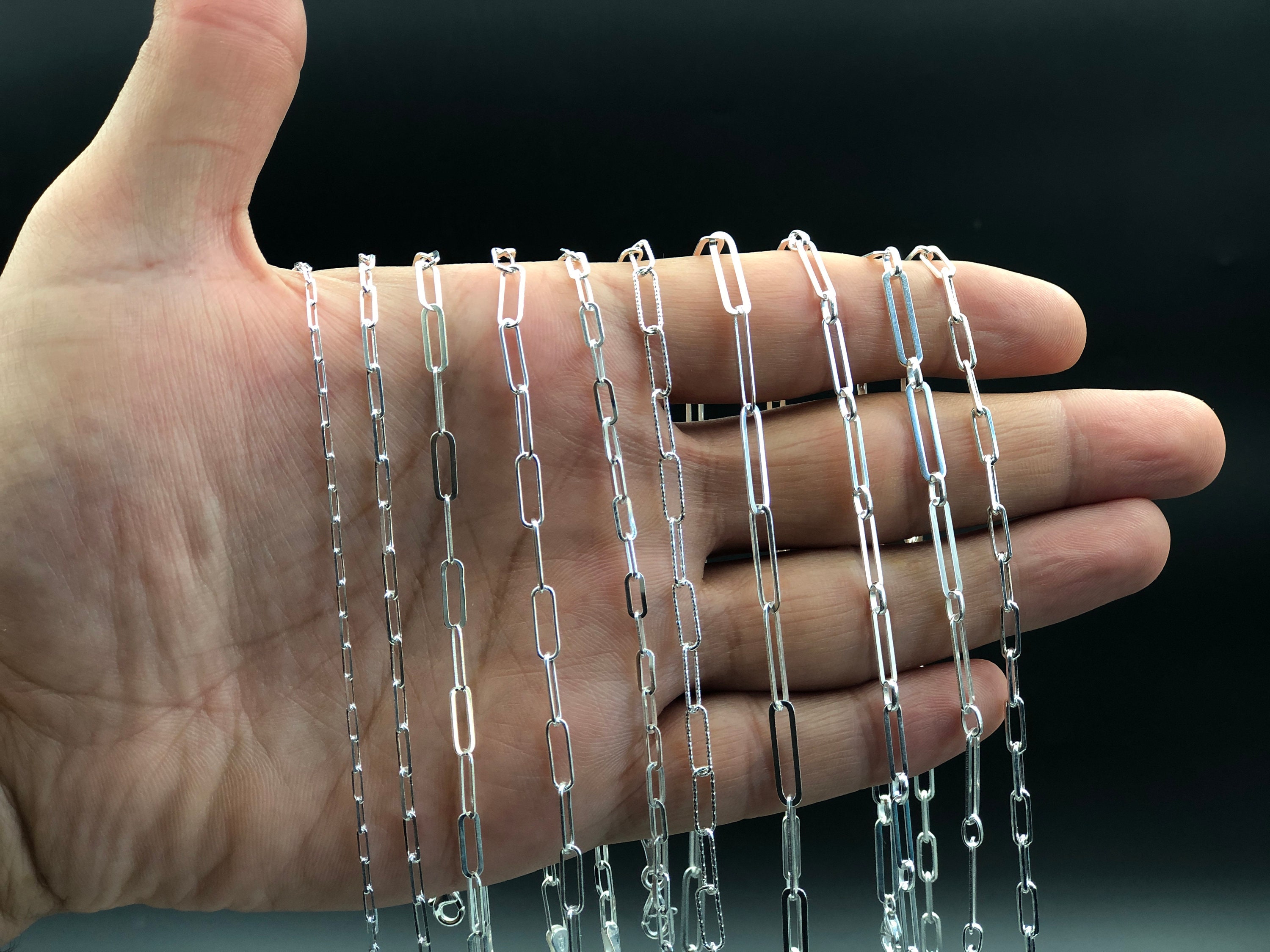 925 Sterling Silver Paperclip Necklace Women's Solid - Etsy