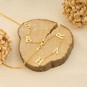 Gold Plated Lariat Name Necklace With Curb Chain, Y Necklace ...