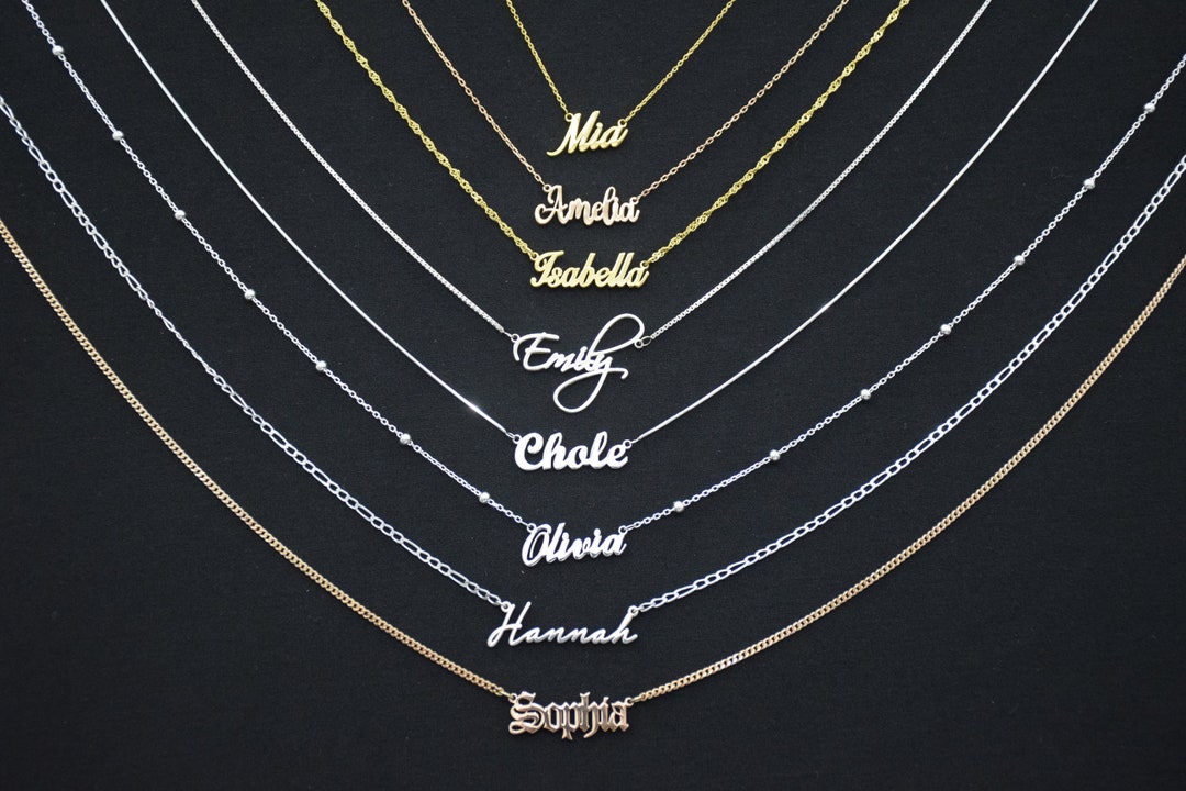 Sterling Silver Personalized Name Necklace, Custom Bridesmaid Gift - Etsy