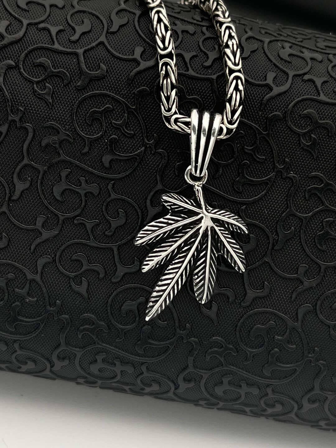 Sterling Silver Cannabis Leaf Necklace, Weed Necklace Silver, Marijuana ...