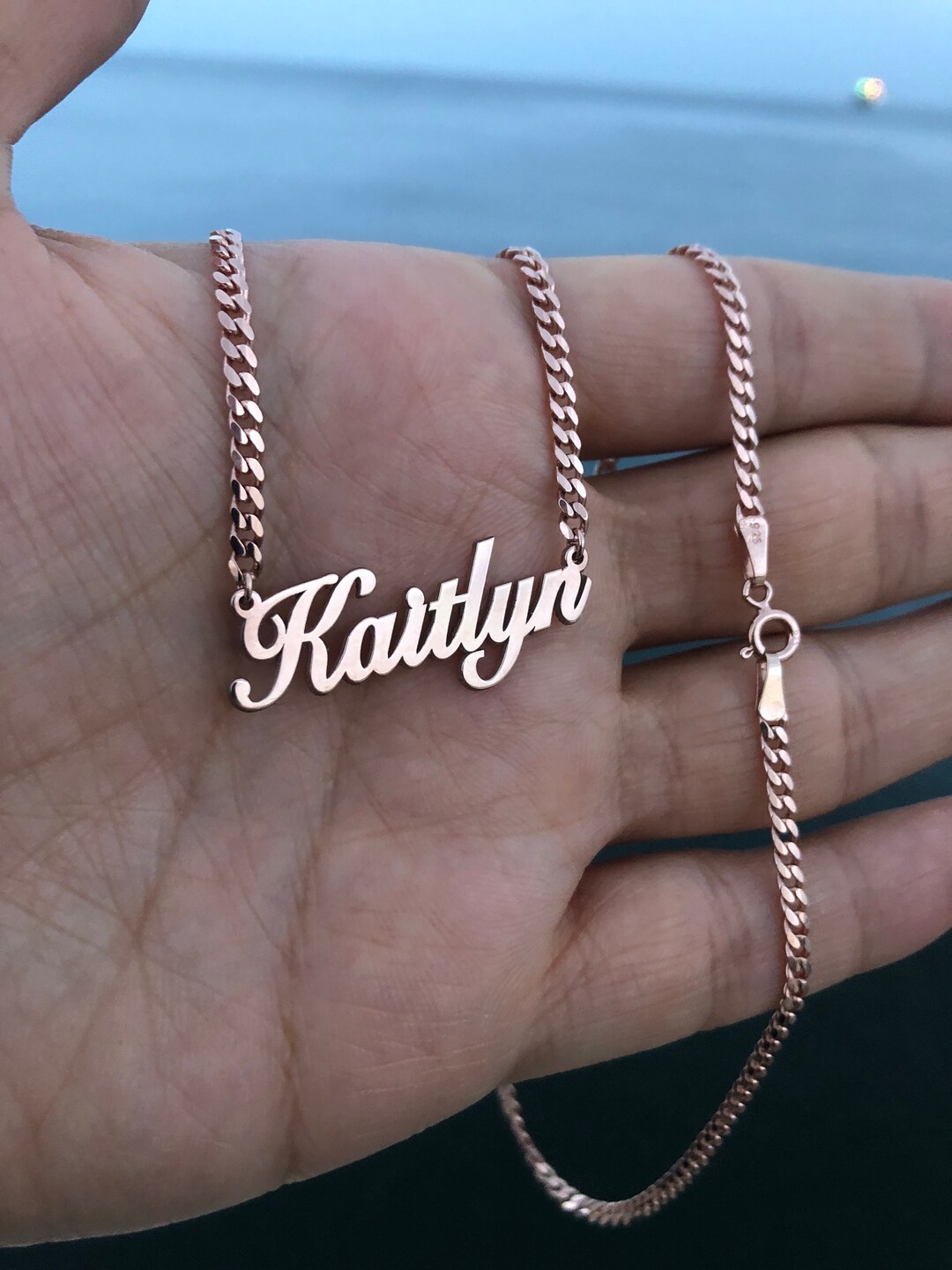 Sterling Silver Name Necklace With Curb Chain, Personalized Jewelry ...