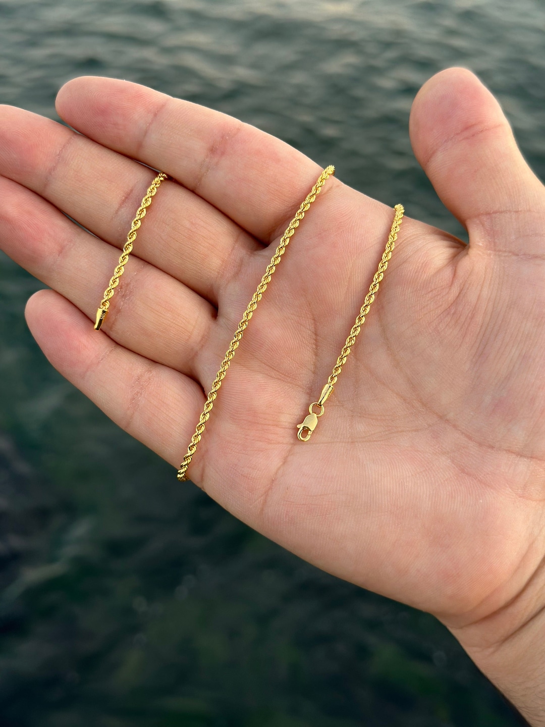 14K Gold Rope Chain Link Necklace for Men and Women, Real Gold Rope ...