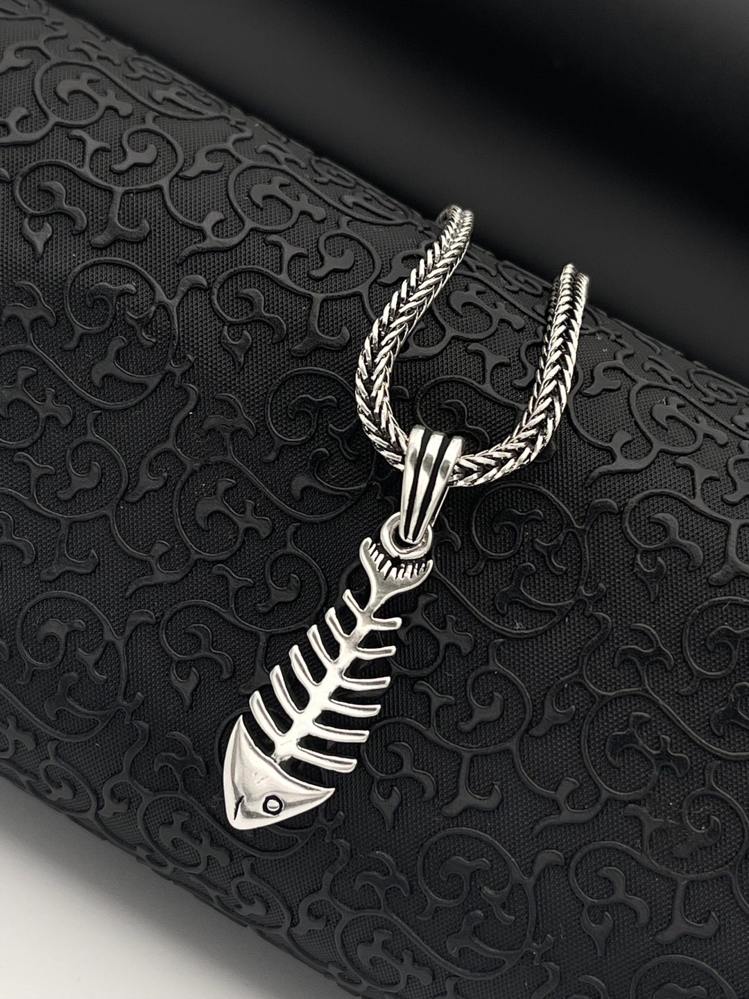 Snook Skeleton Necklace, Solid Silver Summer Pendant, Silver Fish ...