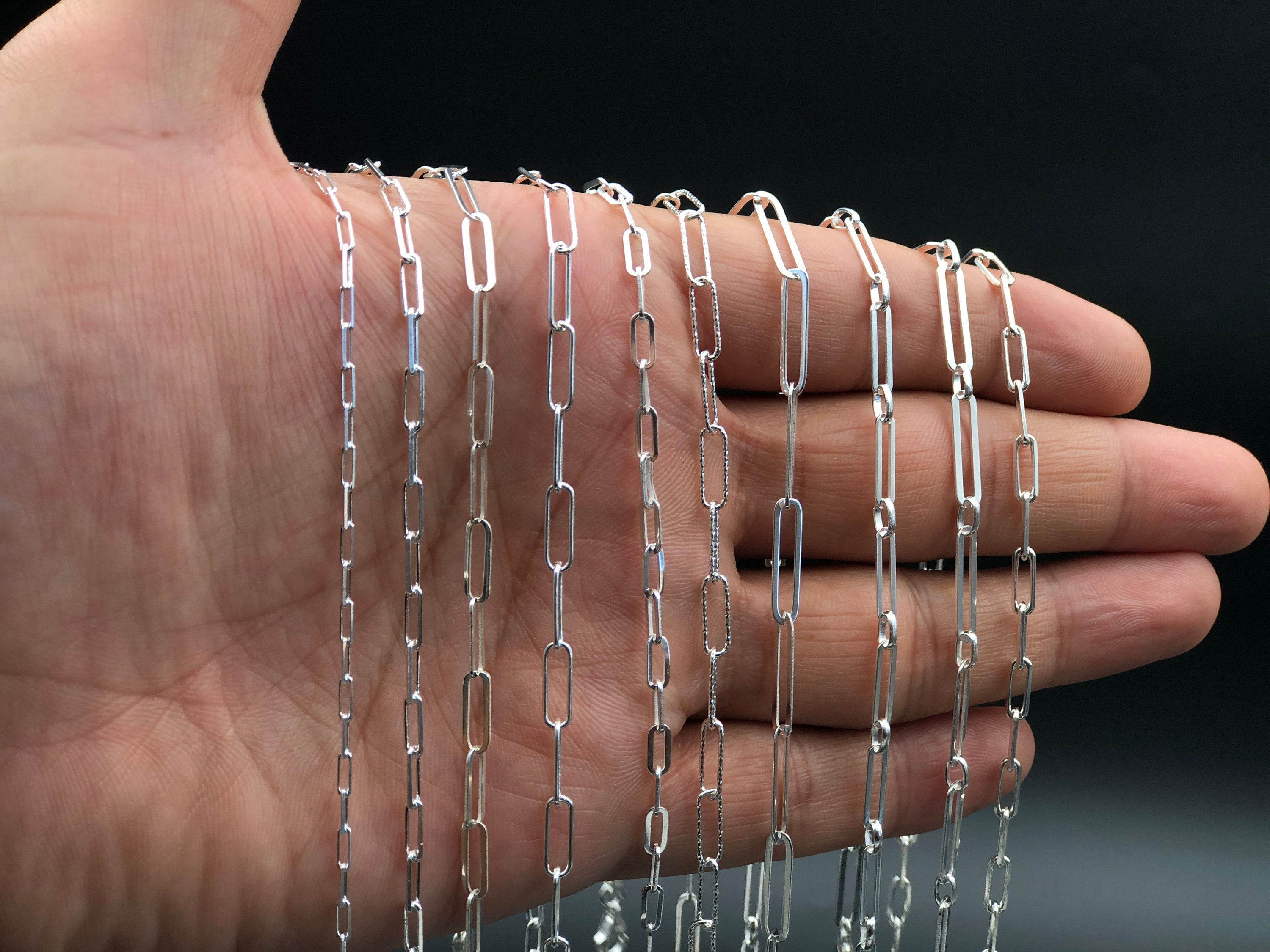 925 Sterling Silver Paperclip Necklace Women's Solid - Etsy