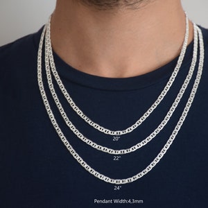 Mariner Chains 925 Sterling Silver Mens and Women Flat Mariner Link ...