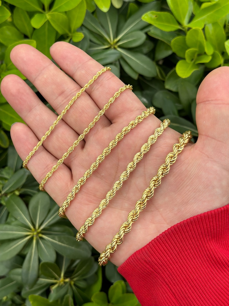 Gold Plated Sterling Silver Rope Chain Necklace - Etsy