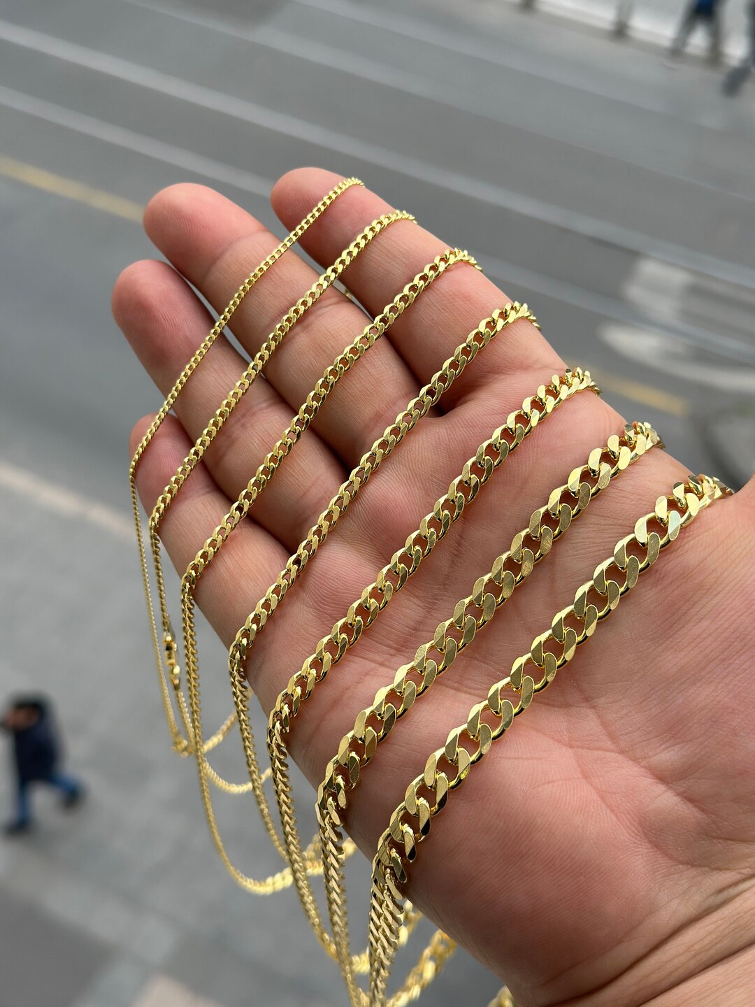 Gold Plated Sterling Silver Curb Chain Necklace - Etsy