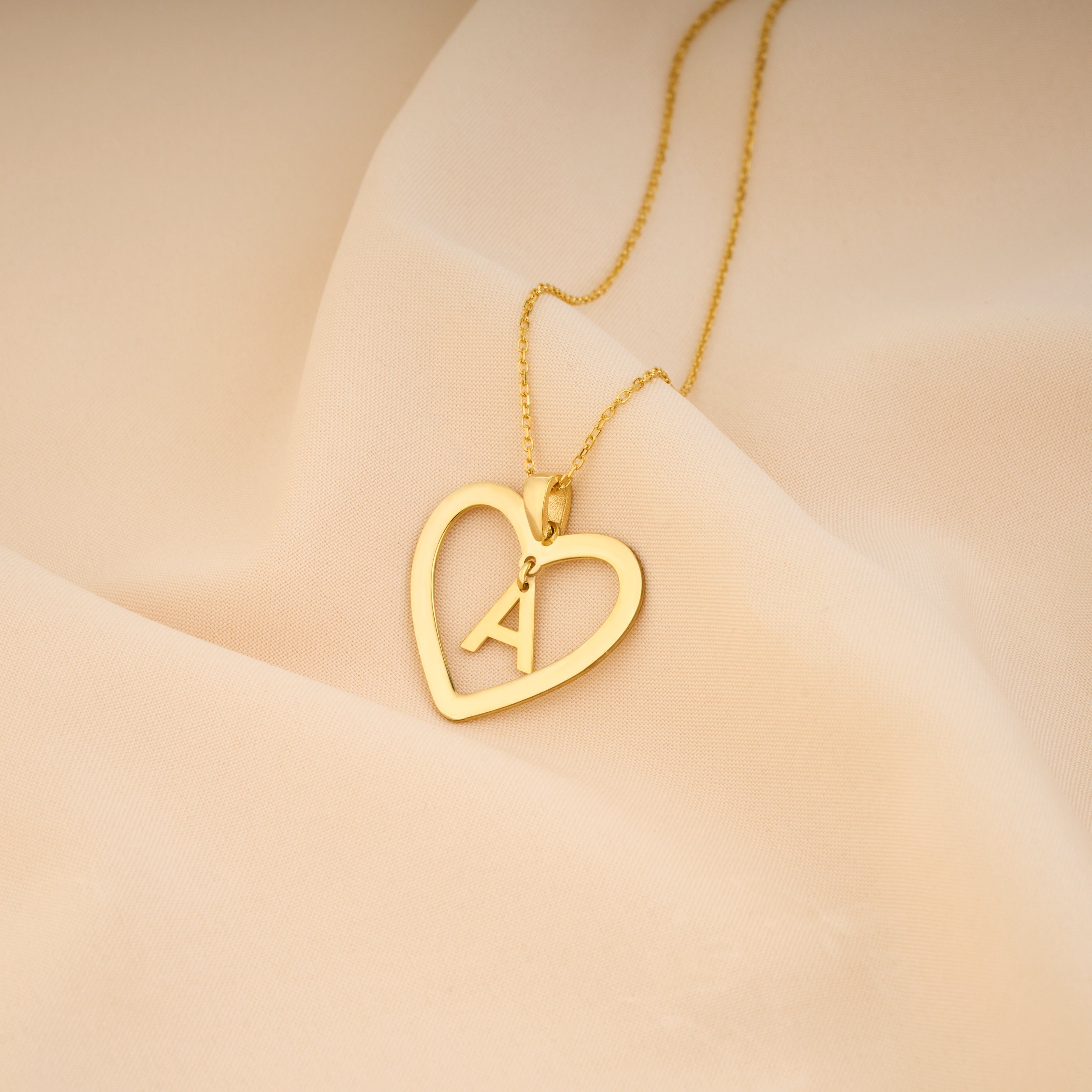 Sterling Silver Heart Initial Necklace: Personalized Letter Pendant - Etsy