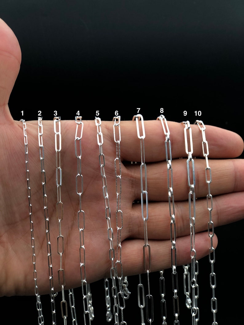 925 Sterling Silver Paperclip Necklace Women's Solid - Etsy