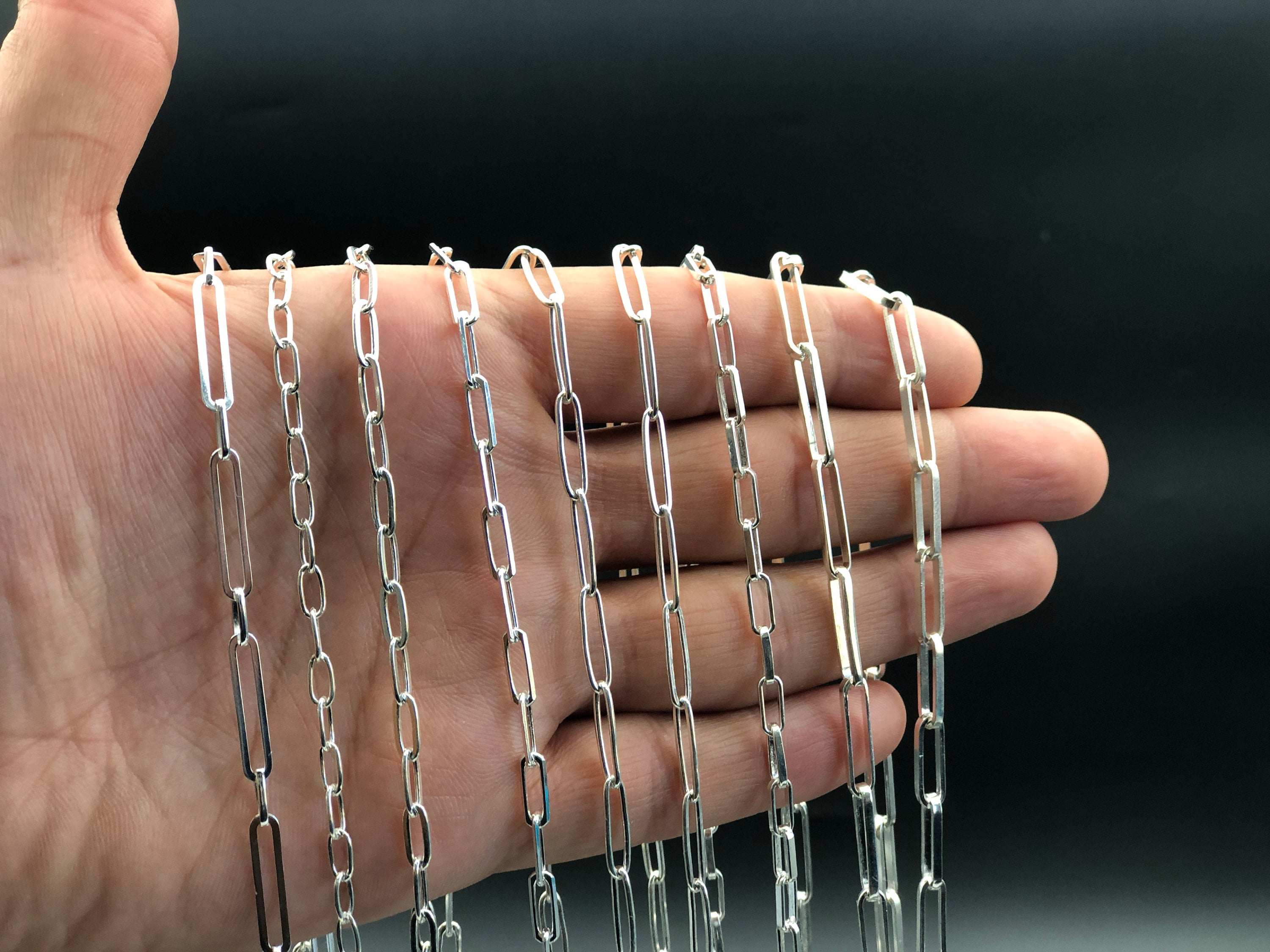 925 Sterling Silver Paperclip Necklace Women's Solid - Etsy