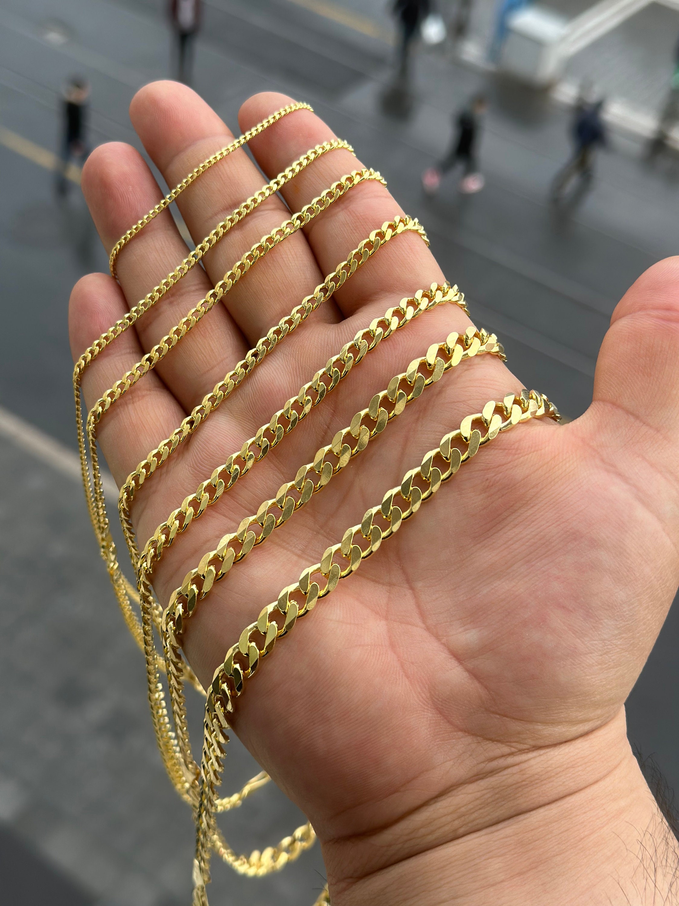 Gold Plated Sterling Silver Curb Chain Necklace - Etsy