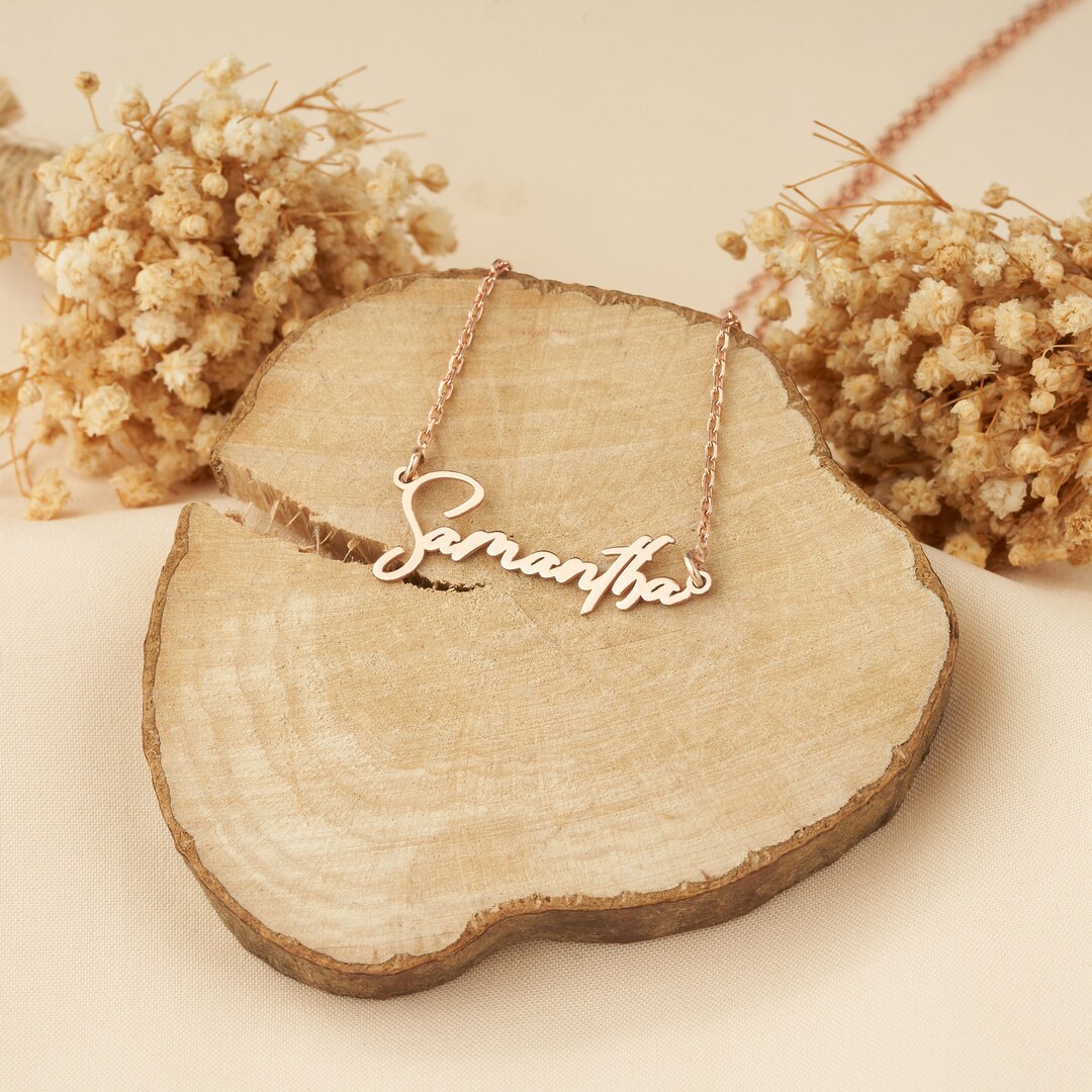 14K Rose Gold Name Necklace, Gold Name Necklace Dainty Name Necklace ...
