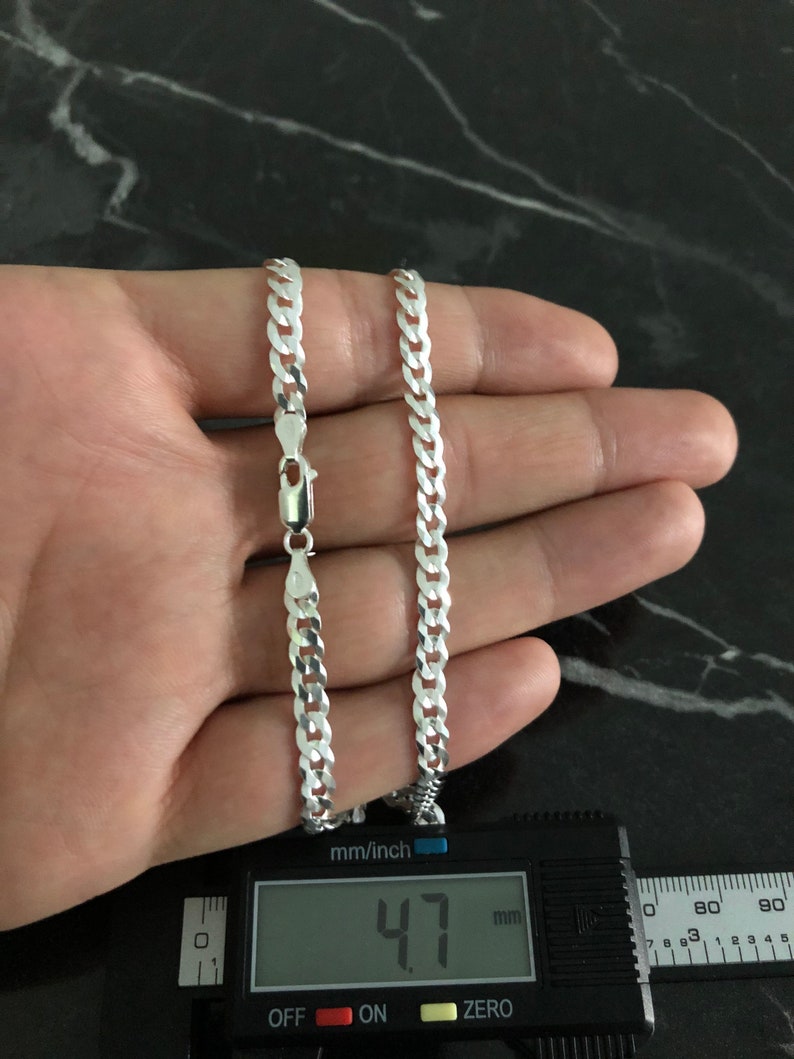 Solid 925 Sterling Silver Curb Chain Necklace Solid Curb Link - Etsy