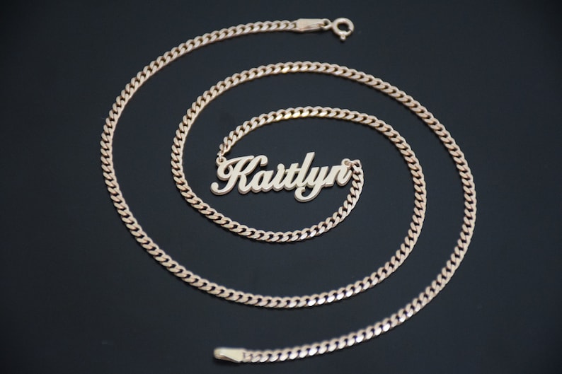Sterling Silver Name Necklace With Curb Chain Personalized - Etsy