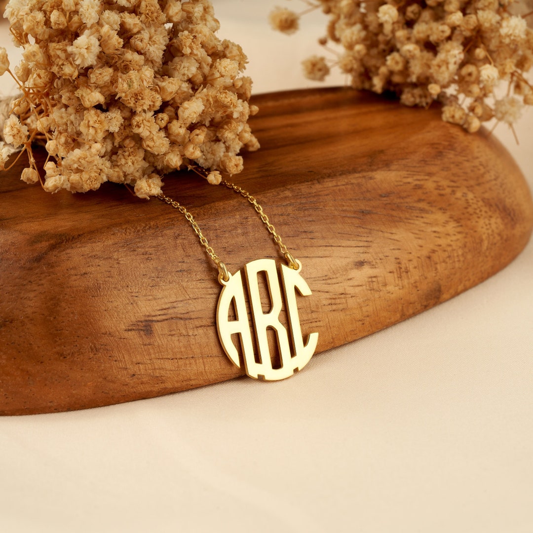 Sterling Silver Monogram Necklace: Custom Initial Pendant - Etsy