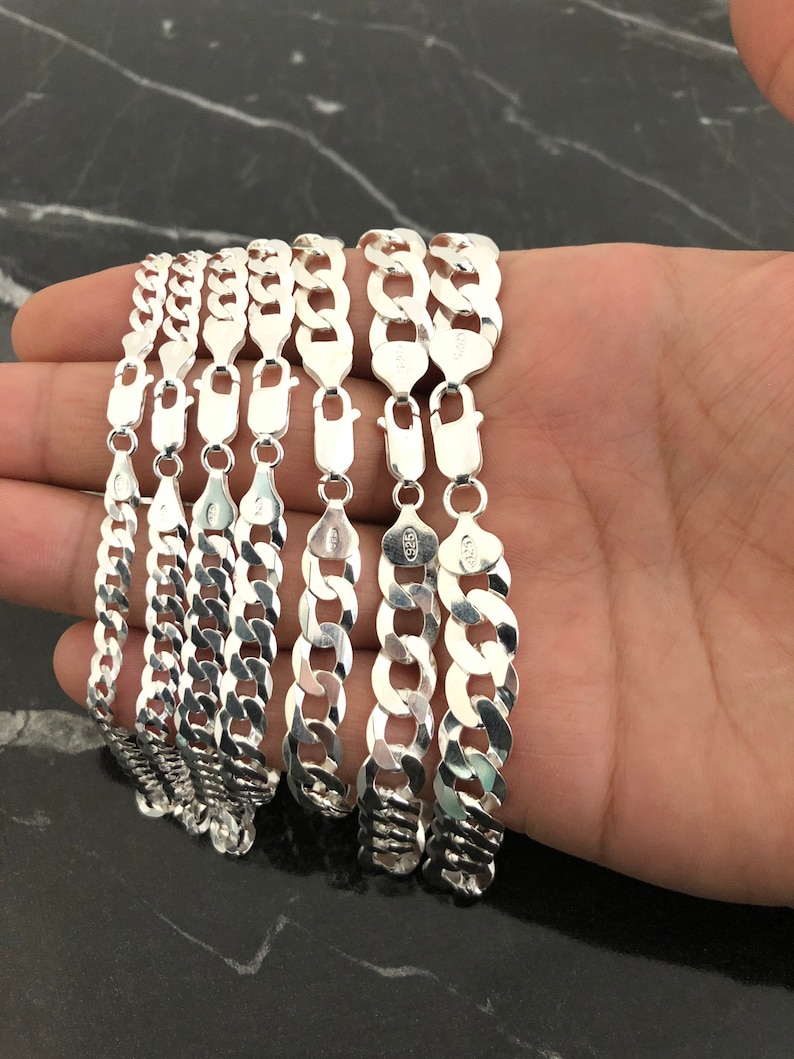 Solid 925 Sterling Silver Curb Chain Necklace Solid Curb Link - Etsy