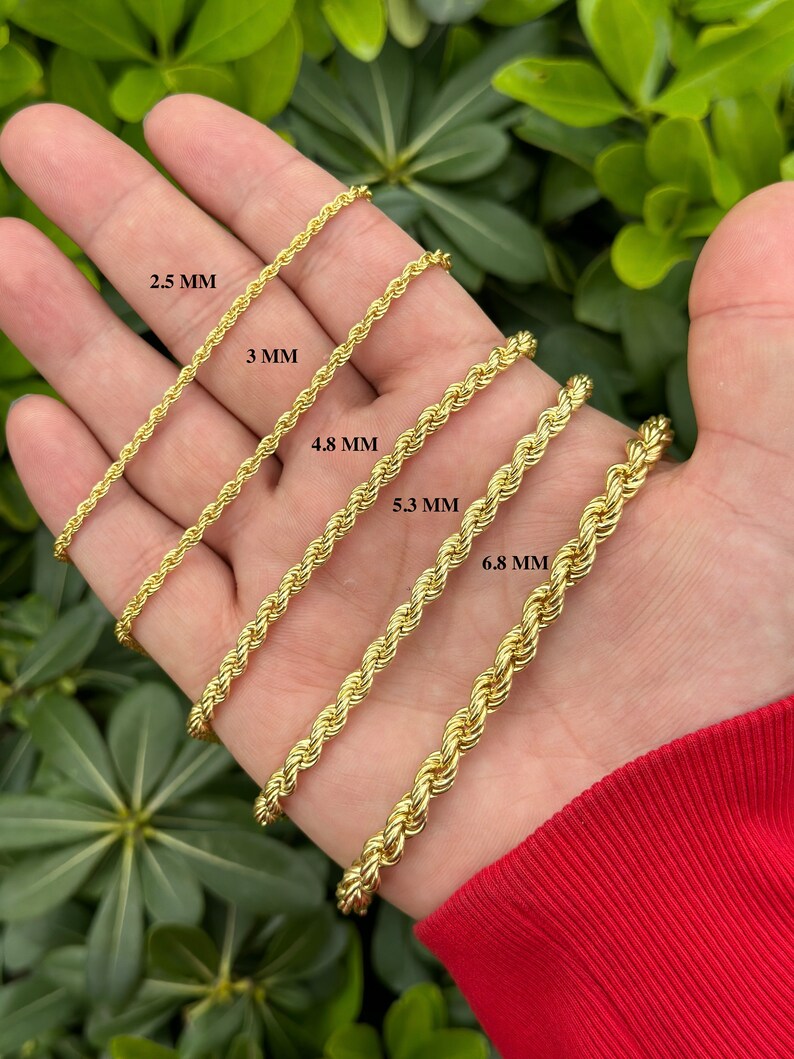 Gold Plated Sterling Silver Rope Chain Necklace - Etsy