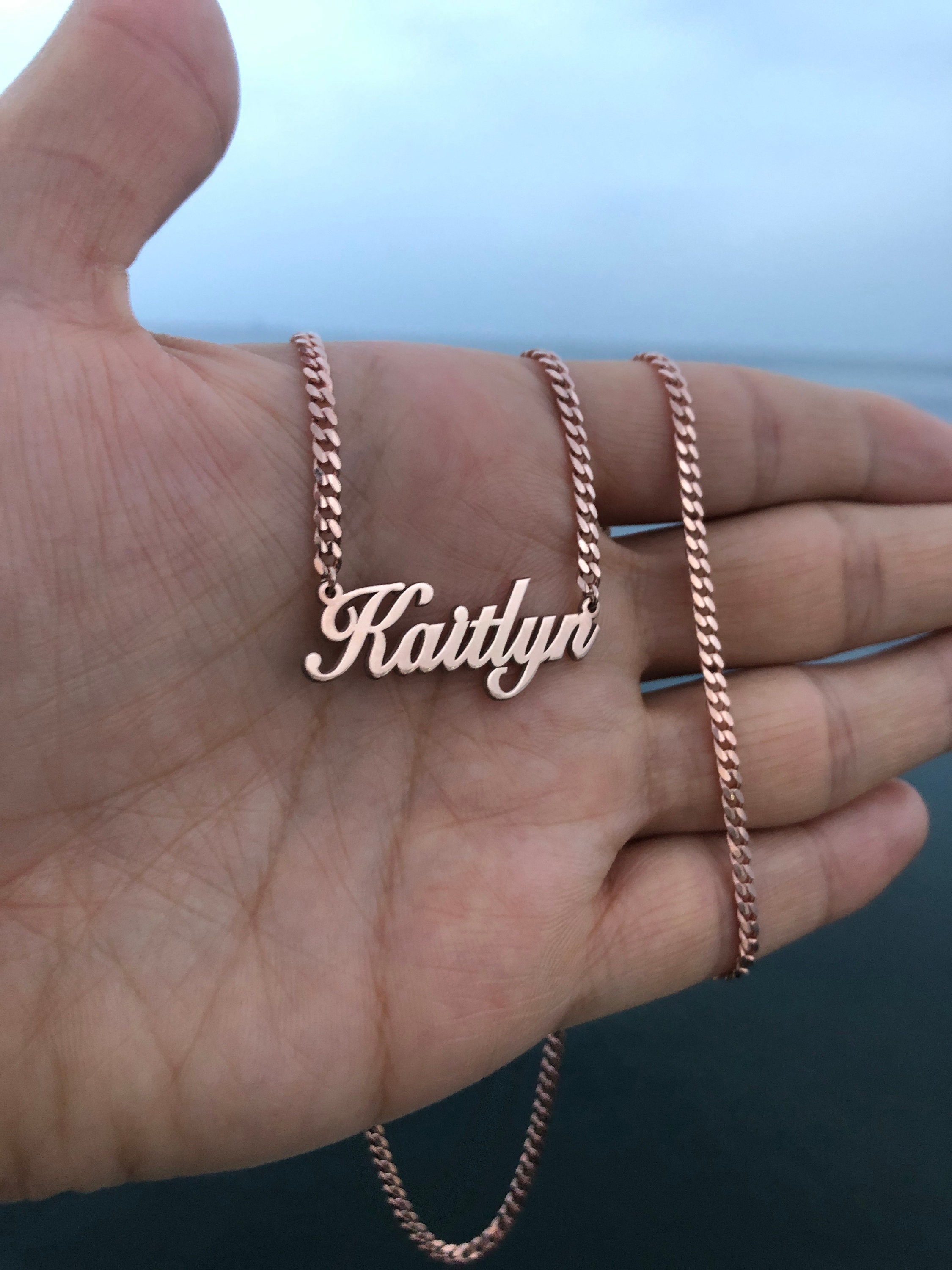 Sterling Silver Name Necklace With Curb Chain Personalized | Etsy