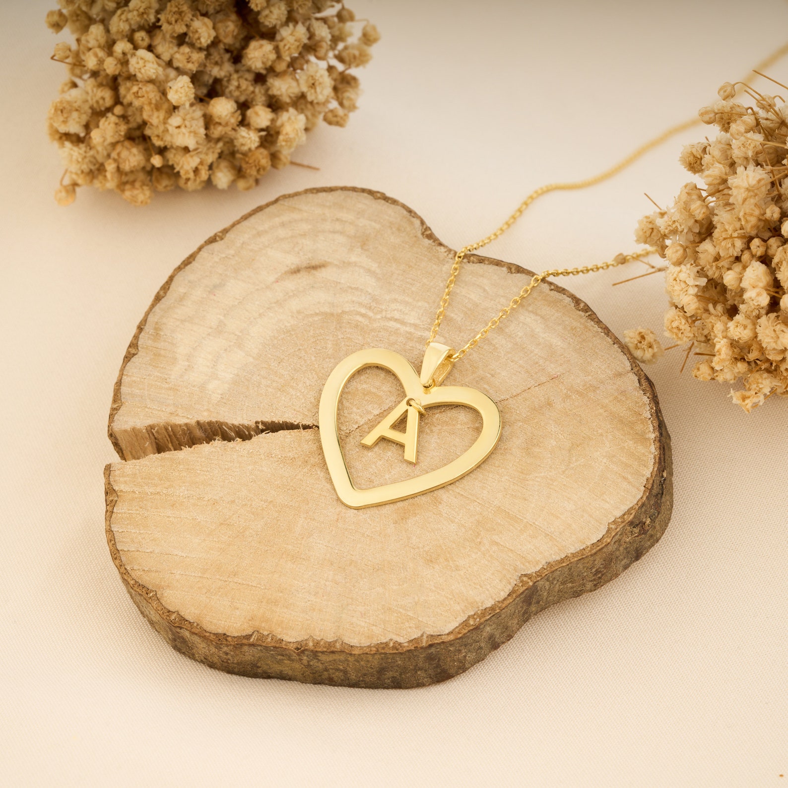 Sterling Silver Heart Initial Necklace: Personalized Letter Pendant - Etsy