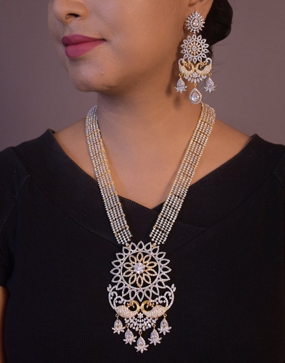 Designer Pendant Set With Earrings/ Rare Pendant Set/ Pearl Pendant ...