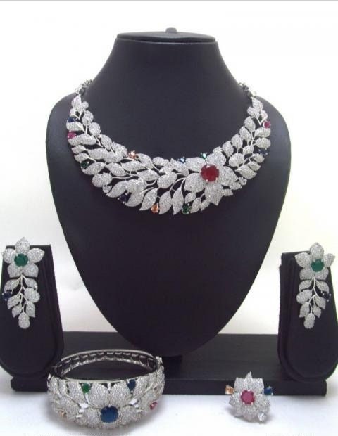 American diamond necklace Pakistani necklace cubic zirconia | Etsy