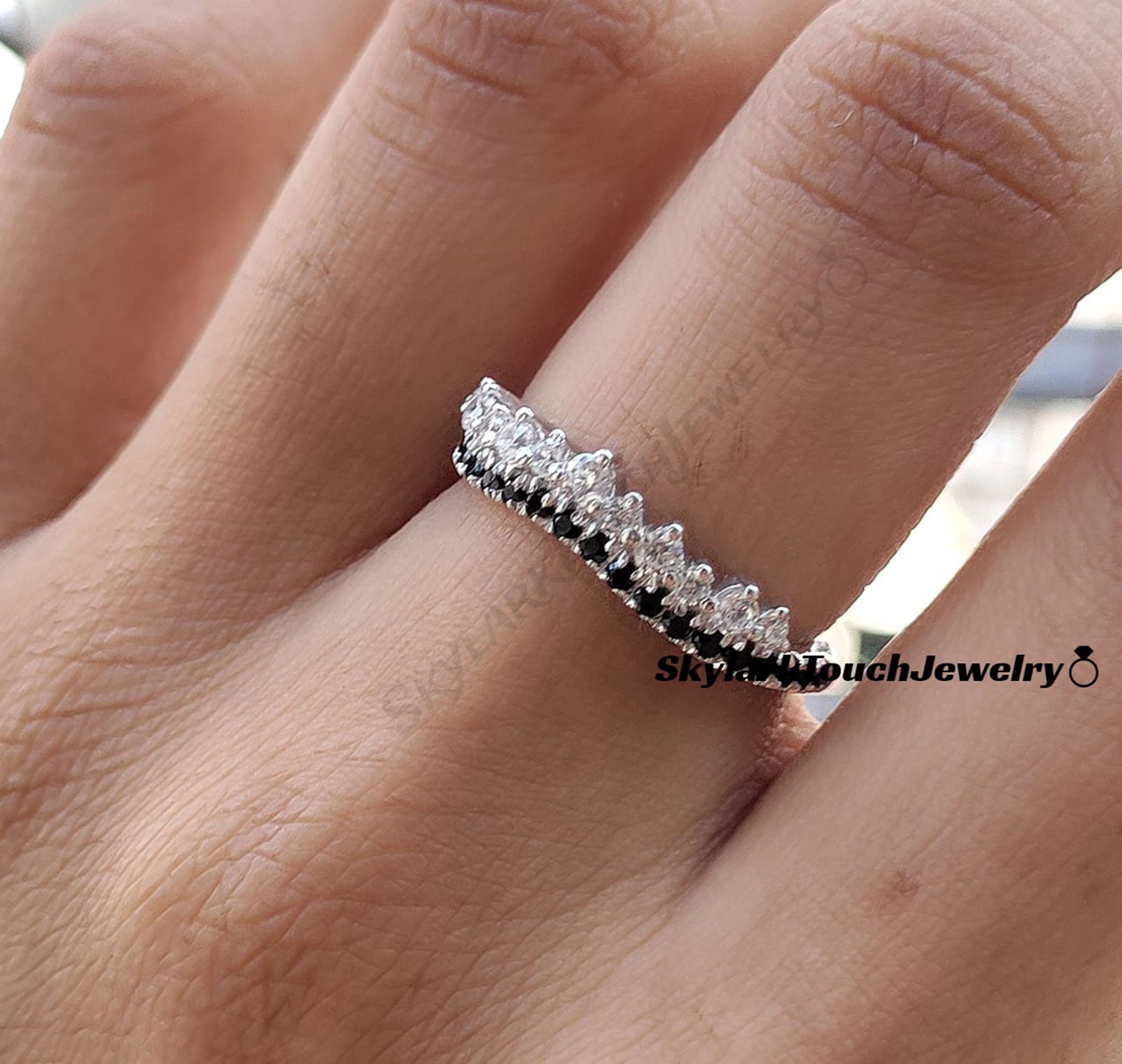 Black & White Diamant Ehering runde Form Jubiläums Ring - Etsy.de