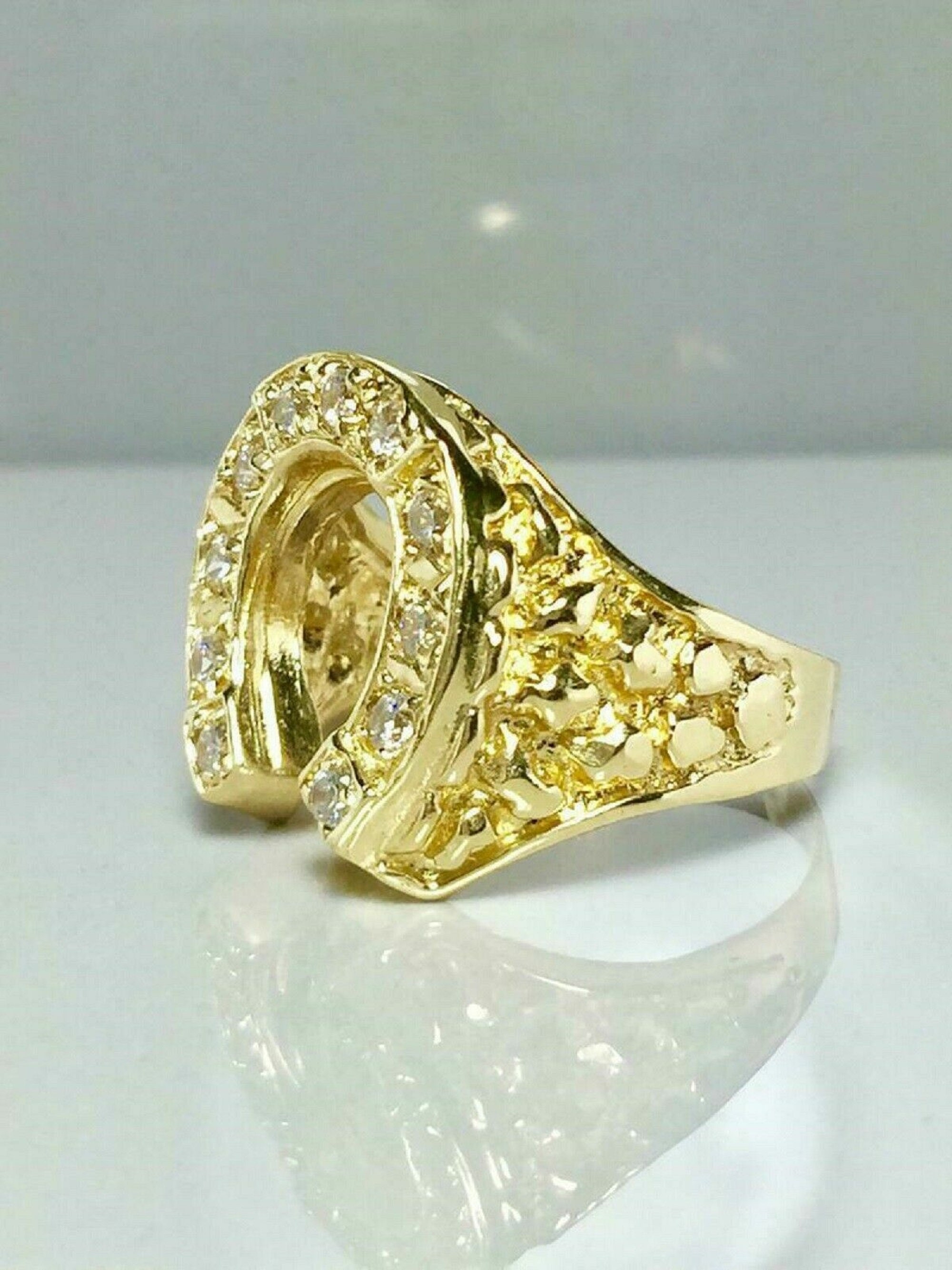 Horseshoe Ring Diamond, Good Luck Ring, Equestrian Jewelry, Horseshoe ...