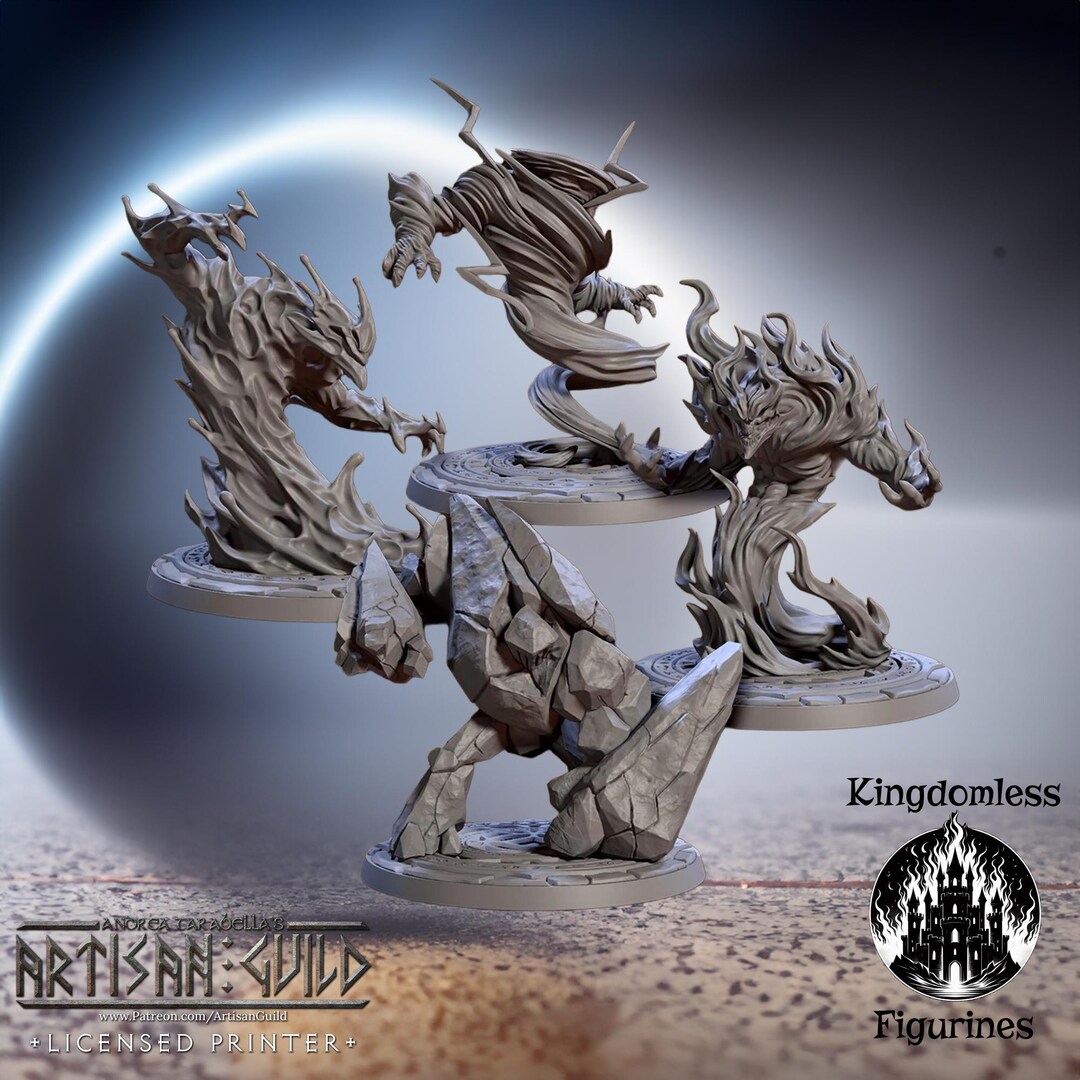 Summoned Elementals Miniature | Modular Resin Dnd Mini, Pathfinder RPG ...