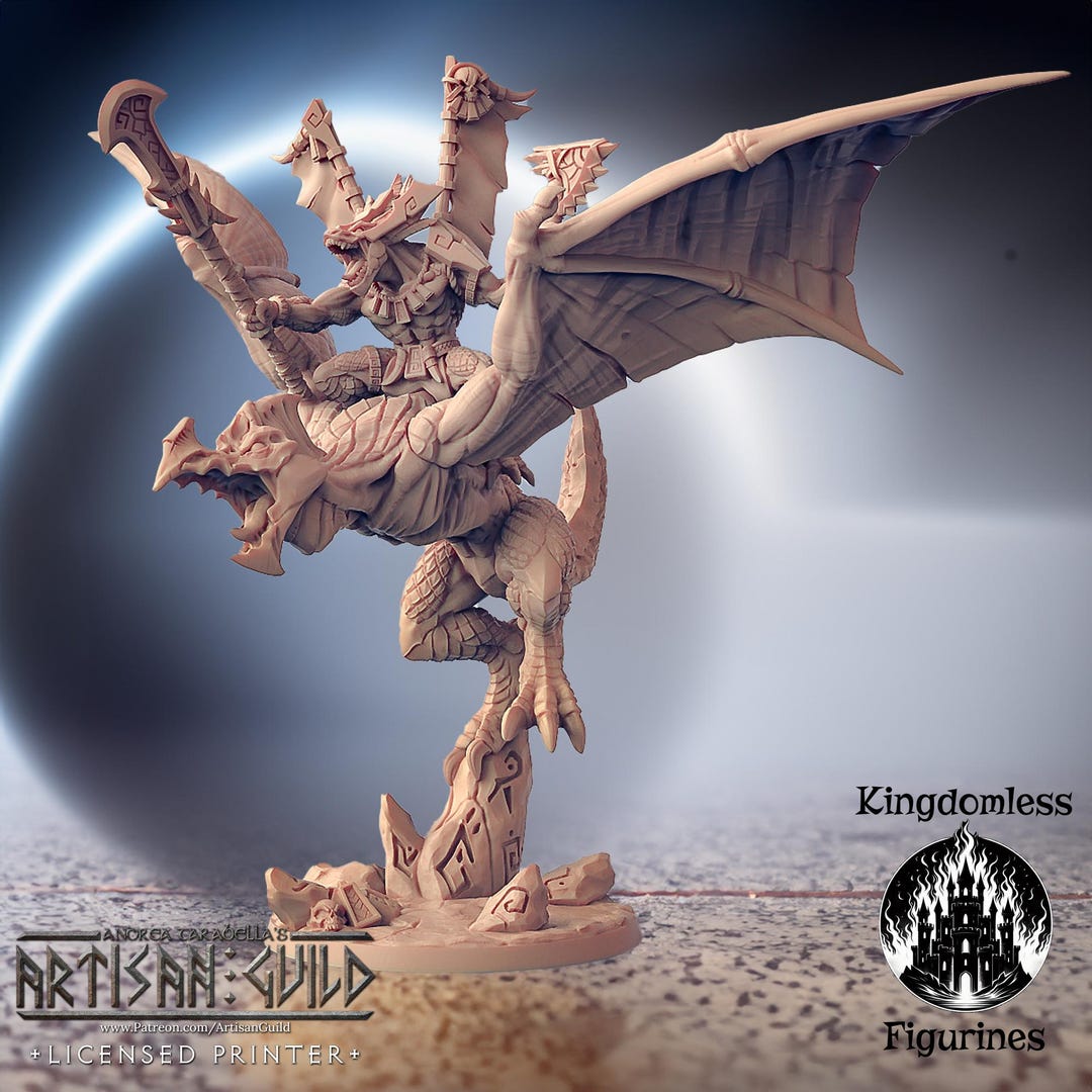 Lizardfolk Commander Dragon Rider Mini | Dnd Tabletop RPG Miniature | D ...