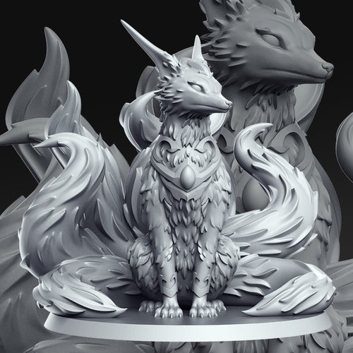 Kitsune Miniature Multi-tailed Fox 32mm Miniature RN - Etsy