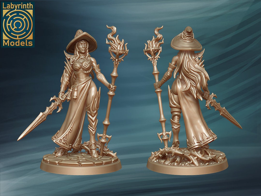 Fire Witch Dnd Miniature, Tabletop RPG Dnd Mini, D&D Figurines, Fantasy ...