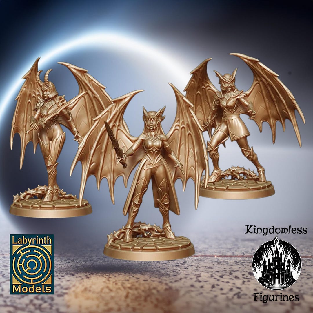 Winged Dark Valkyrie Miniature, Dnd Tabletop RPG, Labyrinth Models - Etsy