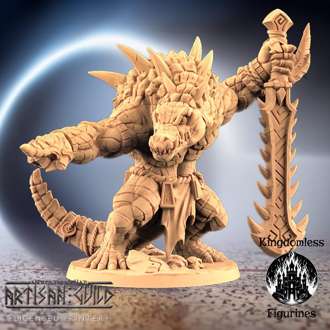 Lizard Champion Boss Miniature: Artisan Guild Dnd RPG Figurine - Etsy