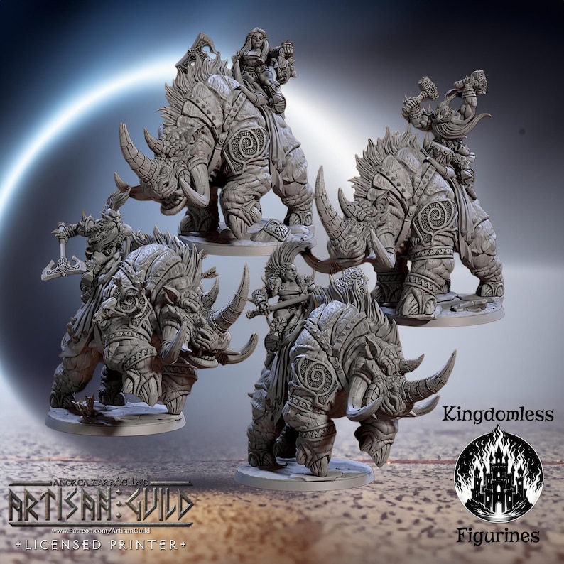 Dwarf Rhino Rider Miniature | Artisan Guild RPG Figurine - Etsy