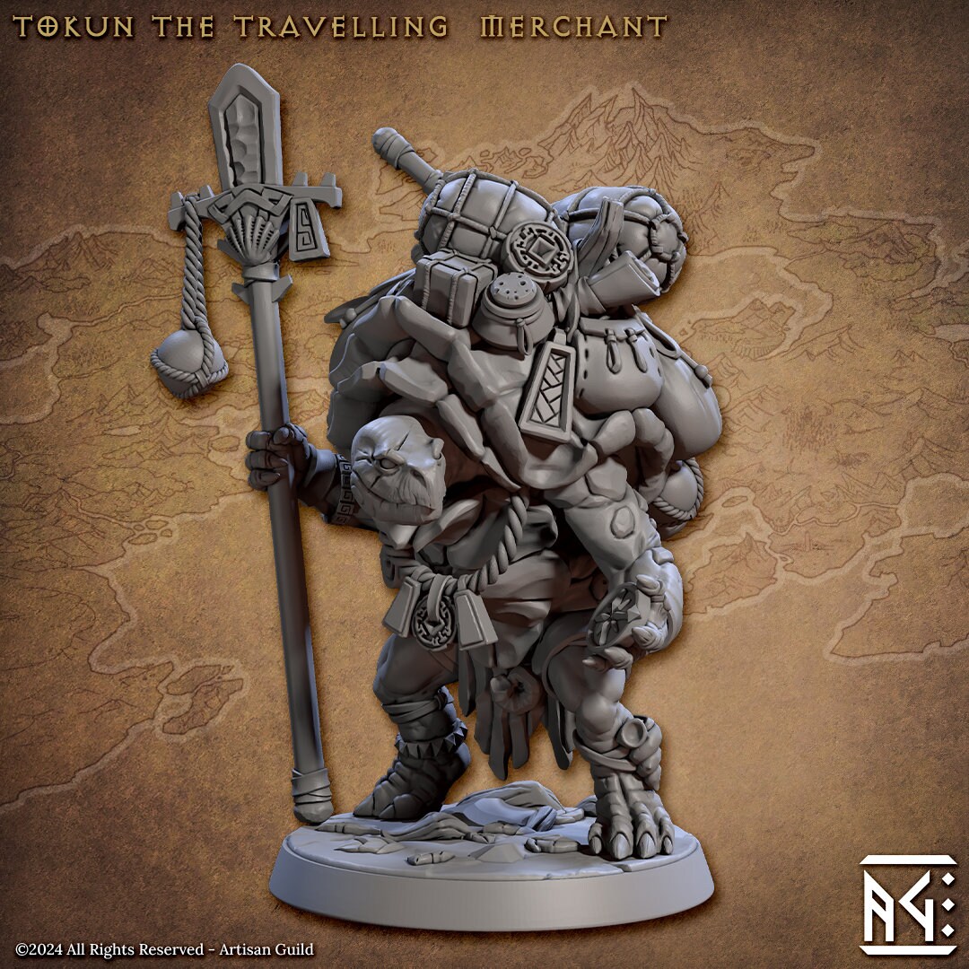 Turtlekin Traveling Merchant Dnd Miniature | Tabletop RPG Dnd Mini | D ...