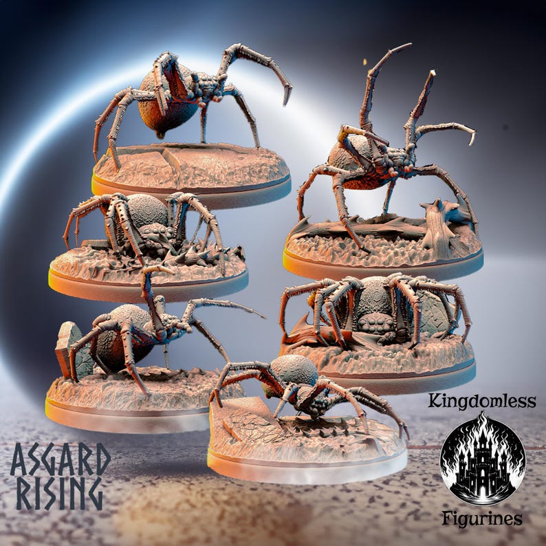 Cave-lurking Spiders Dnd Miniatures: Asgard Rising RPG Figurines - Etsy
