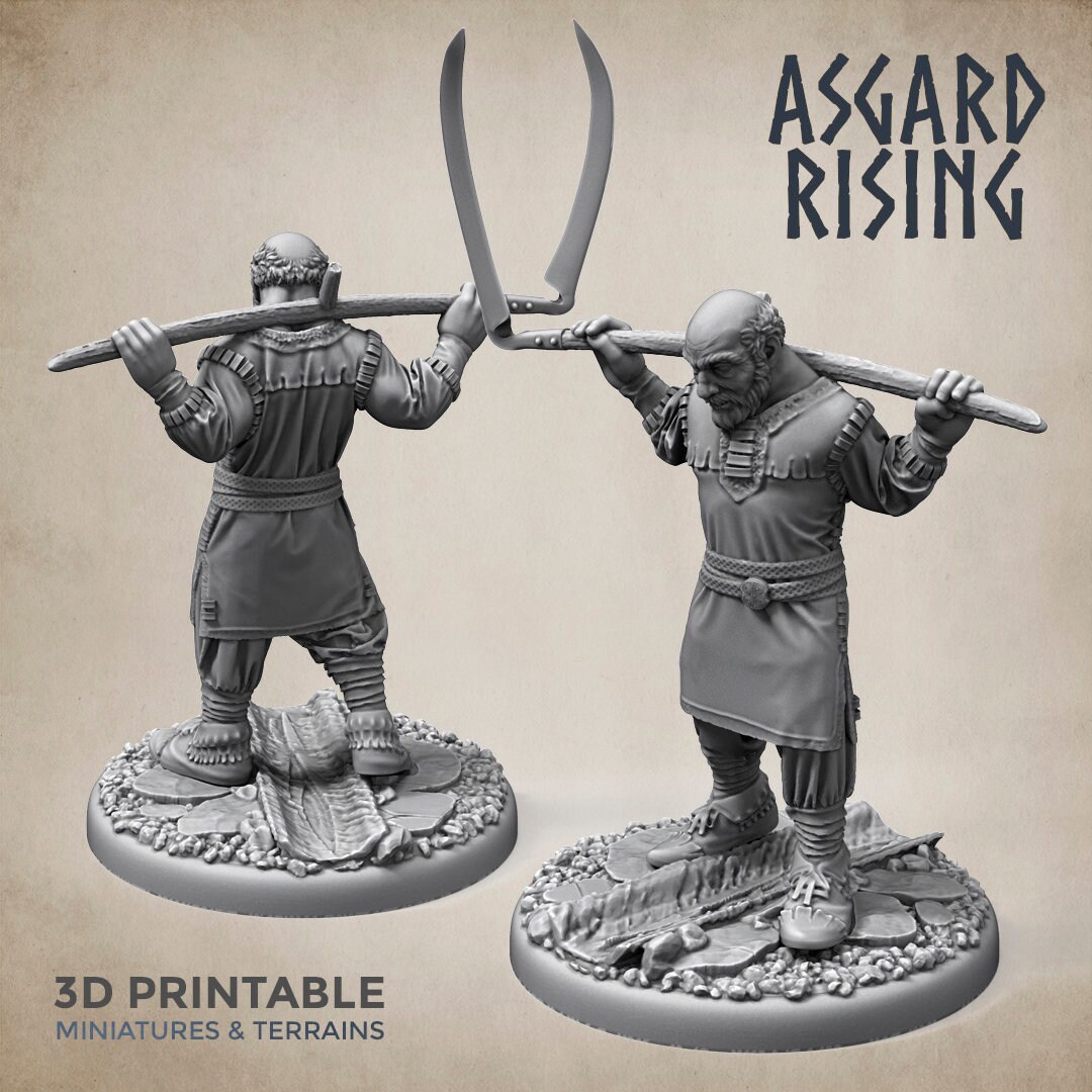 Viking Villager Miniature Set, Fighting Male, Dnd Tabletop RPG, Asgard ...