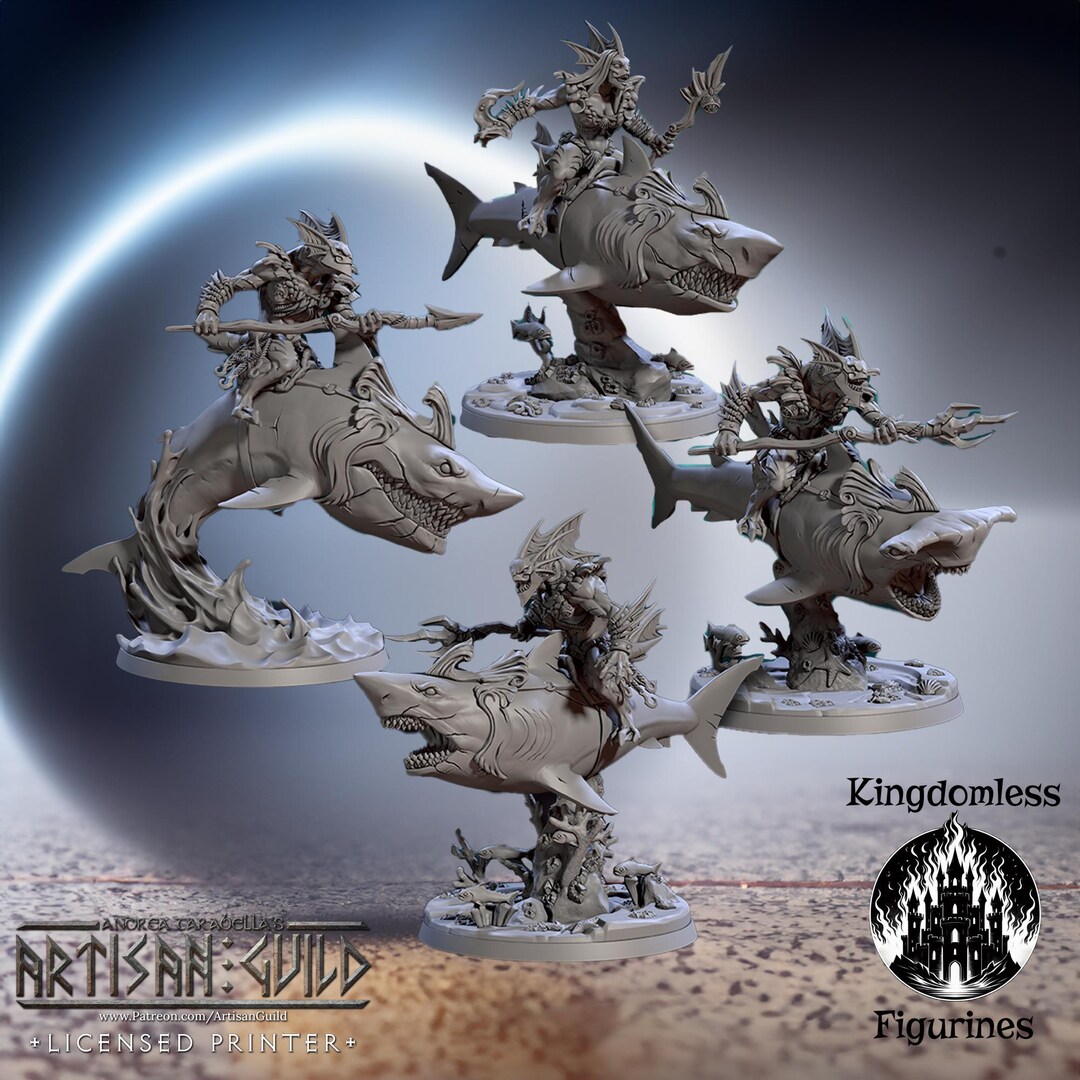 Mirmidon Shark Riders Dnd Miniature, Tabletop RPG Dnd Mini, D&D ...