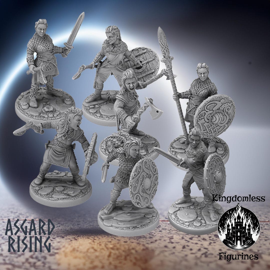 Viking Shield Maidens Miniature | Asgard Rising, Dnd Tabletop RPG - Etsy