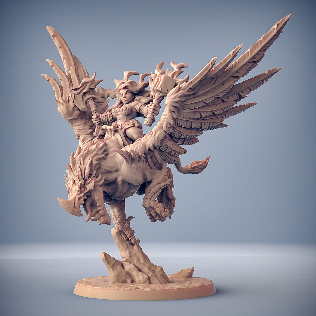 Female Dwarf Gryphon Rider Dnd Miniature Tabletop RPG Dnd Mini D&D ...