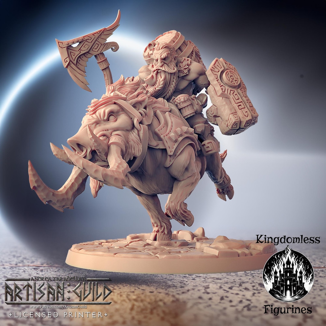 Dwarf Boar Rider Dnd Miniature | Tabletop RPG Dnd Mini | D&D Figurines ...