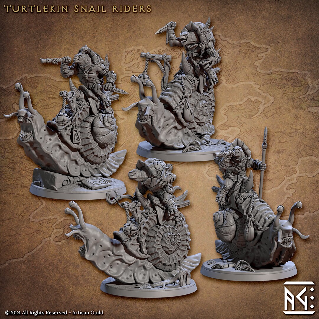 Turtlekin Snail Riders Dnd Miniature | Tabletop RPG Dnd Mini | D&D ...