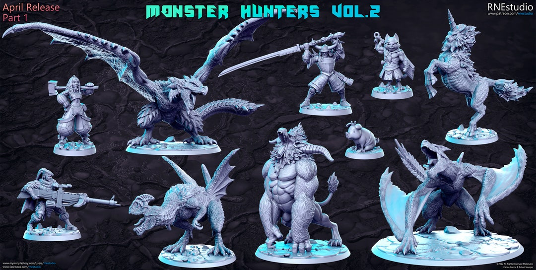 Monster Hunters Vol 2 Set Dnd Miniature, Tabletop RPG Dnd Mini, D&D ...