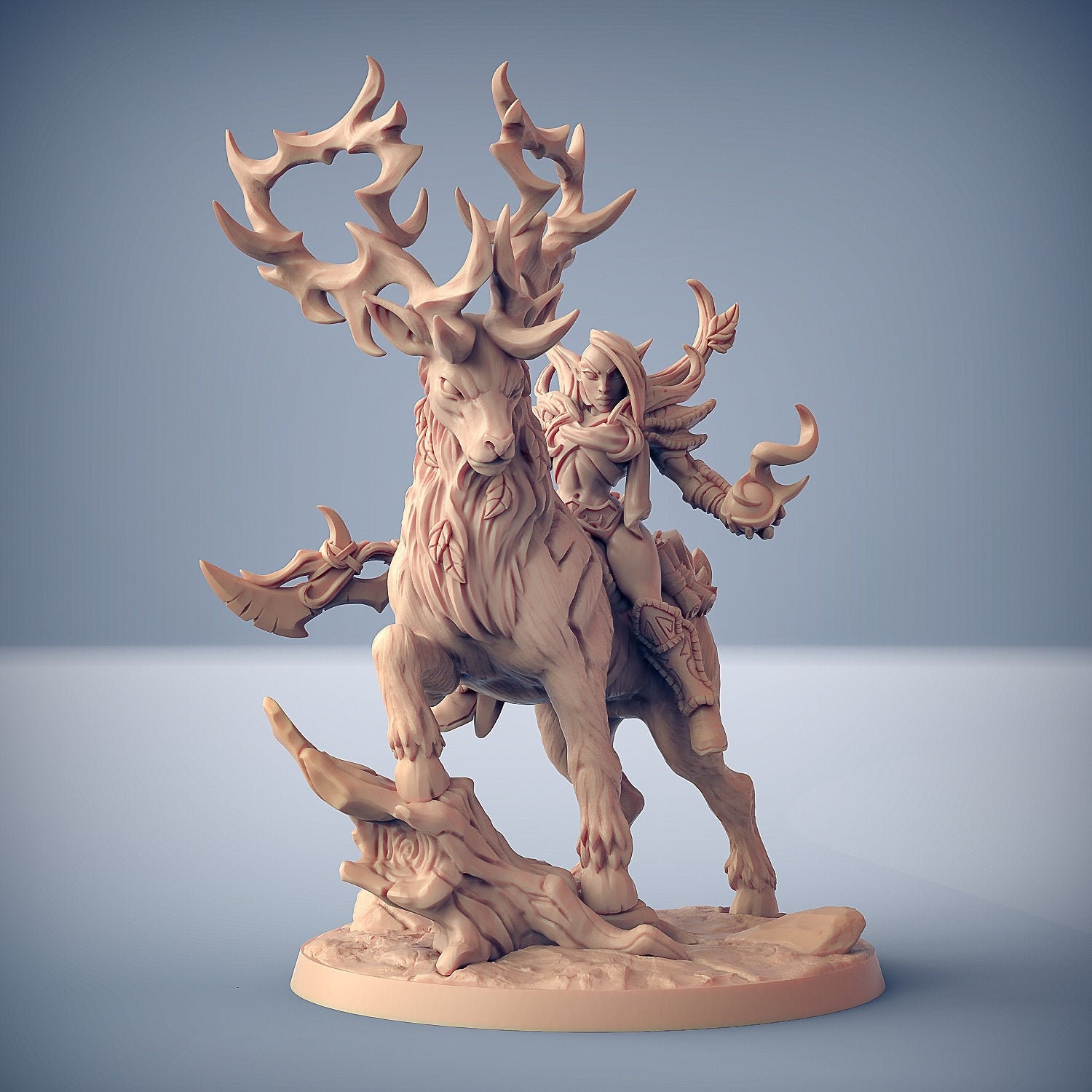 Wood Elf Mage Stag Rider Dnd Miniature Tabletop RPG Mini - Etsy