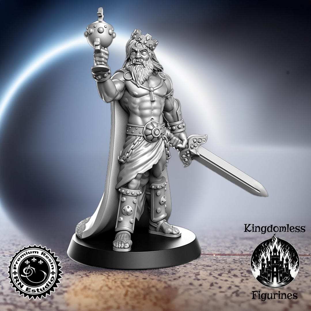 Barbarian King Miniature | Resin Human Male Warrior, RPG Tabletop, RN ...