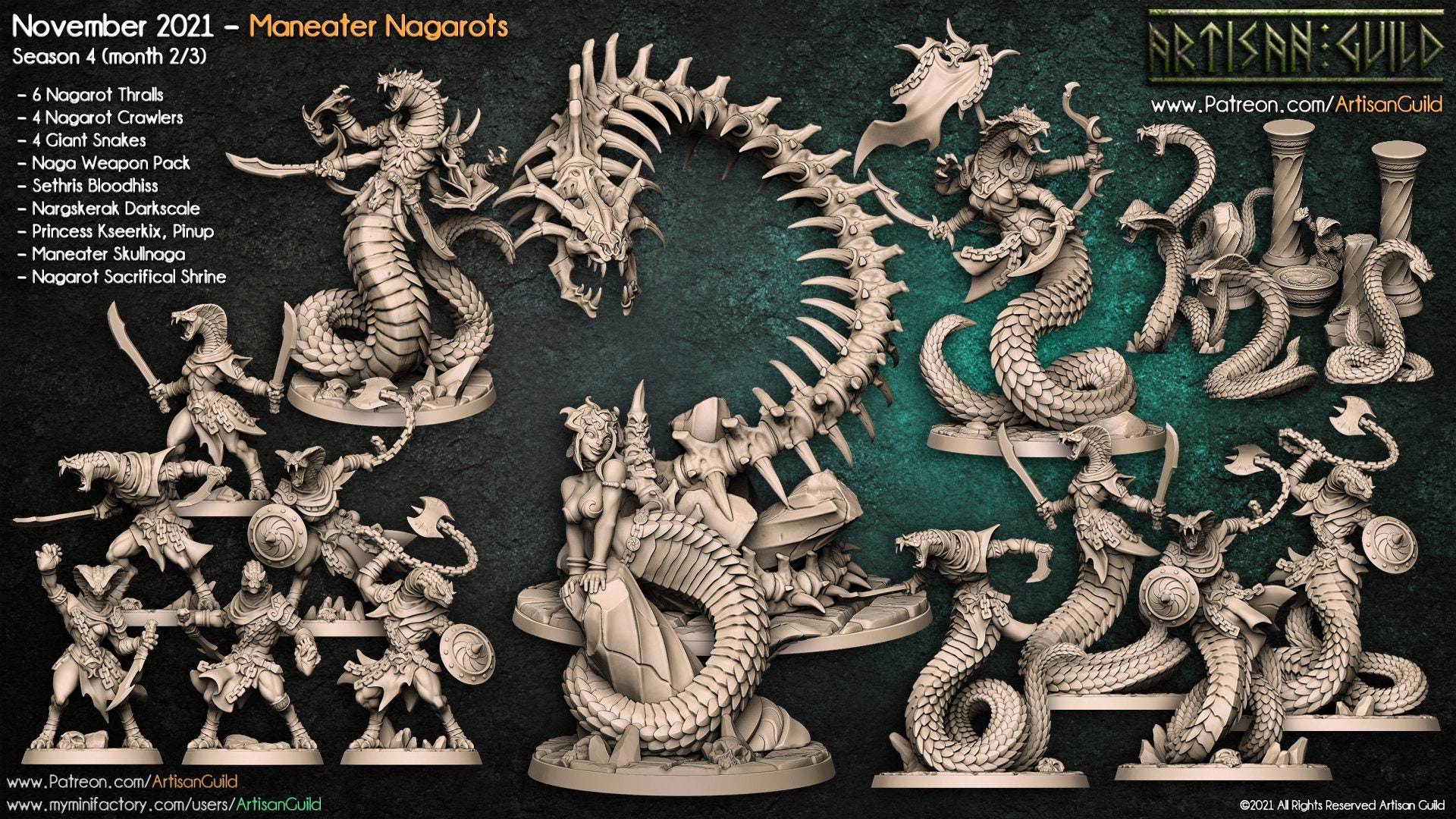 Naga Princess Pinup Dnd Miniature Tabletop RPG Dnd Mini - Etsy