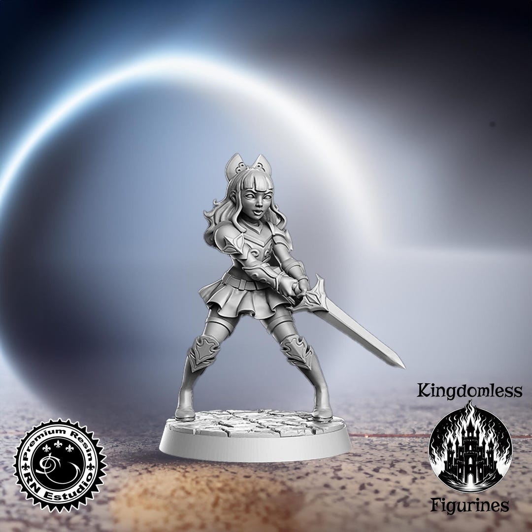 Female Child Swordsman Miniature, RN Estudio, Tabletop RPG, Dnd ...