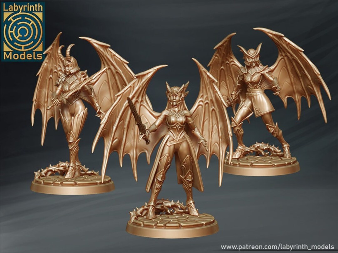 Winged Dark Valkyrie Dnd Miniature, Tabletop RPG Dnd Mini, D&D ...