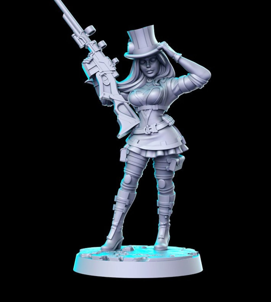 Human Female Top Hat Sniper Pinup Dnd Miniature, Tabletop RPG Dnd Mini ...